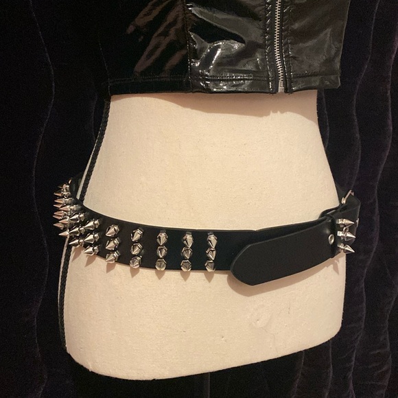 Accessories | Black And Silver Punk Goth Belt With Spikes 527 | Poshmark